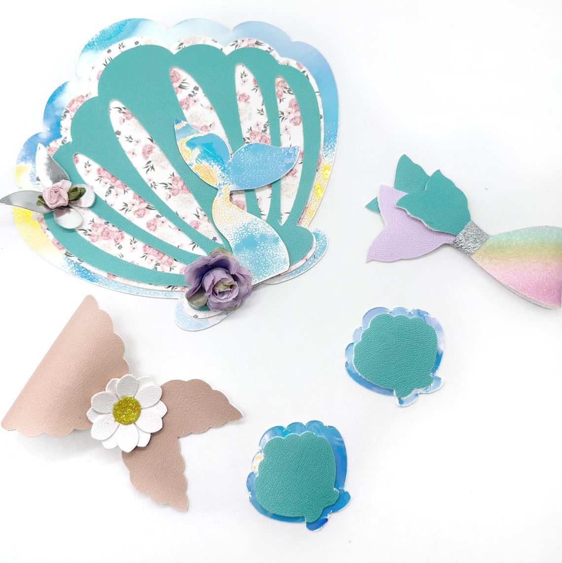 Mermaid Shell Template SVG Little Mermaid Hair Bow Holder - Etsy