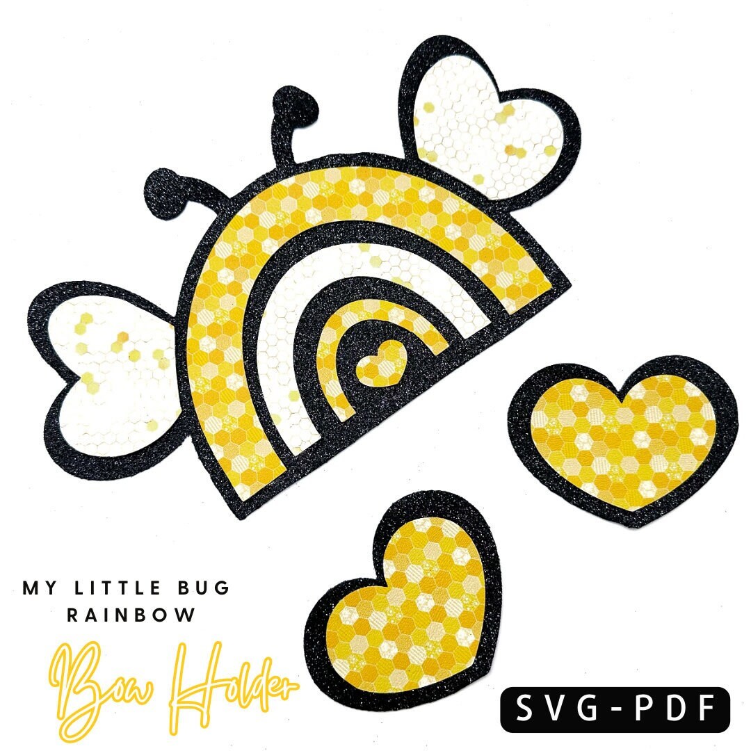 Little Bug Rainbow Bow Holder Template SVG, Ladybug Hair Bow Holder Svg ...