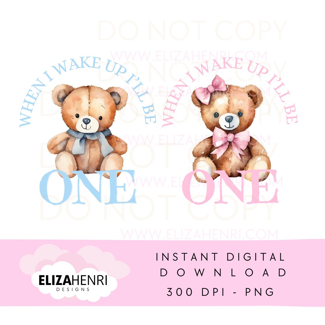 Teddy 1st Birthday ONE PNG, Teddy Sublimation Design, Girls First ...