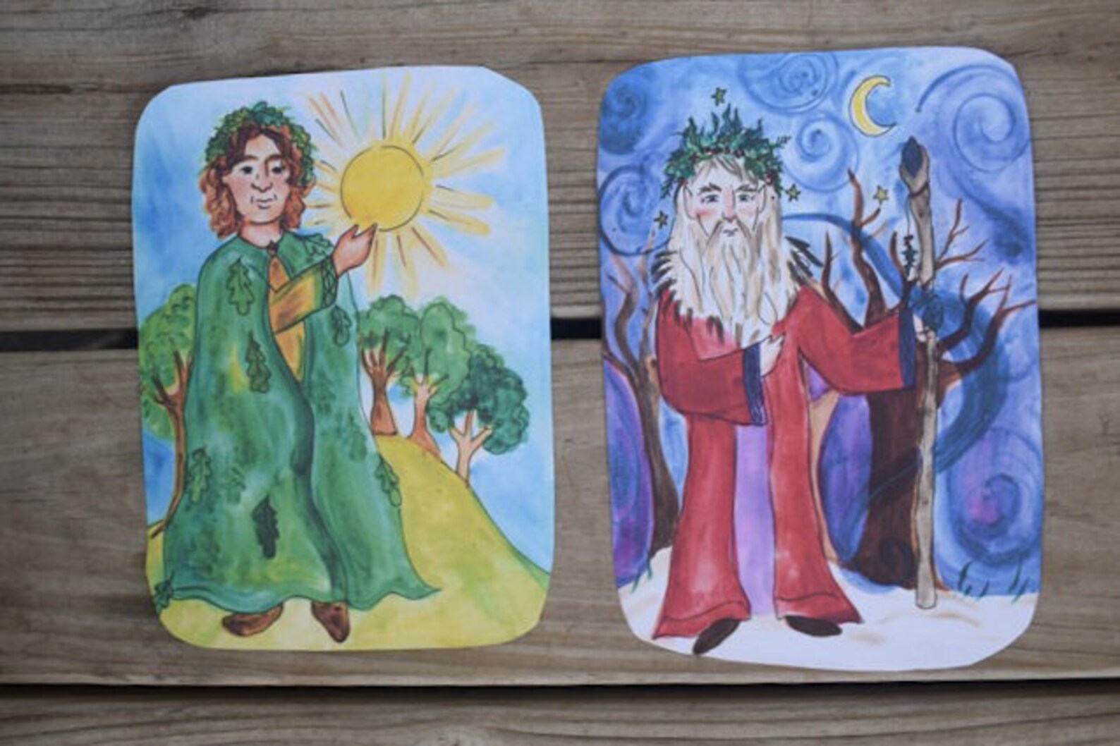 The Holly King and the Oak King Puppet Set - Etsy