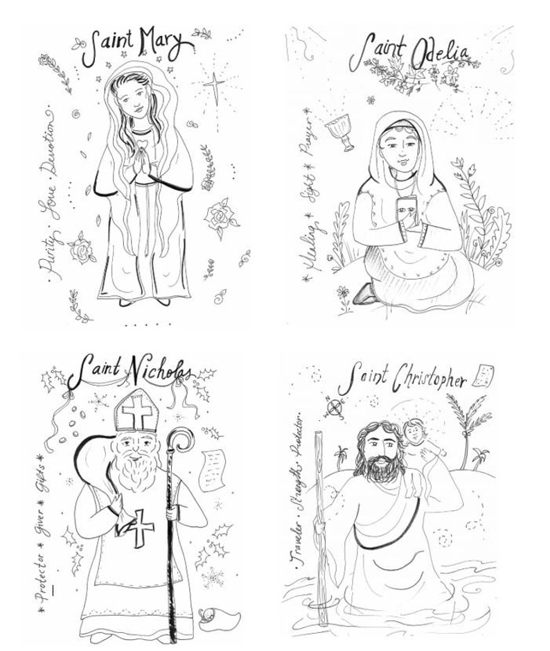 Saints Collection- Set of 13 Saint Coloring Pages - Etsy