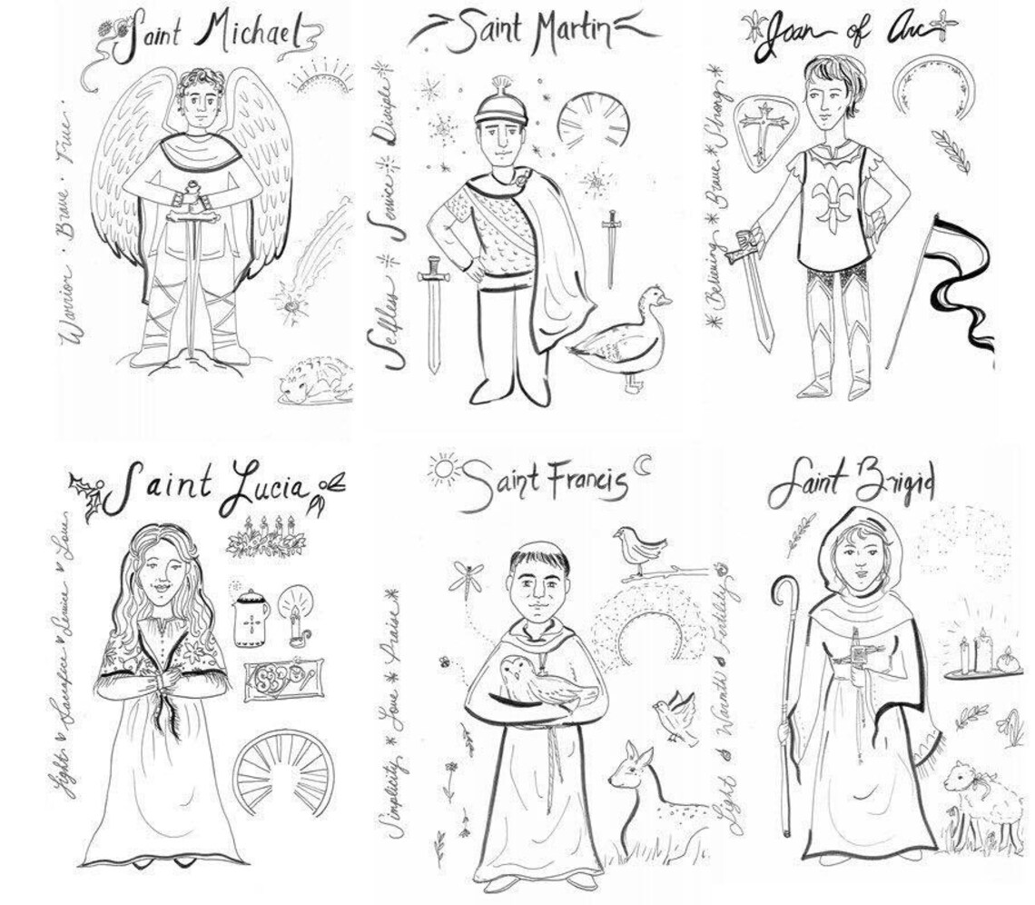 Saints Collection- Set of 13 Saint Coloring Pages - Etsy