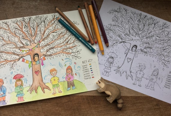 Coloring Weather Tree Tracker Paper, Party & Kids etna.com.pe