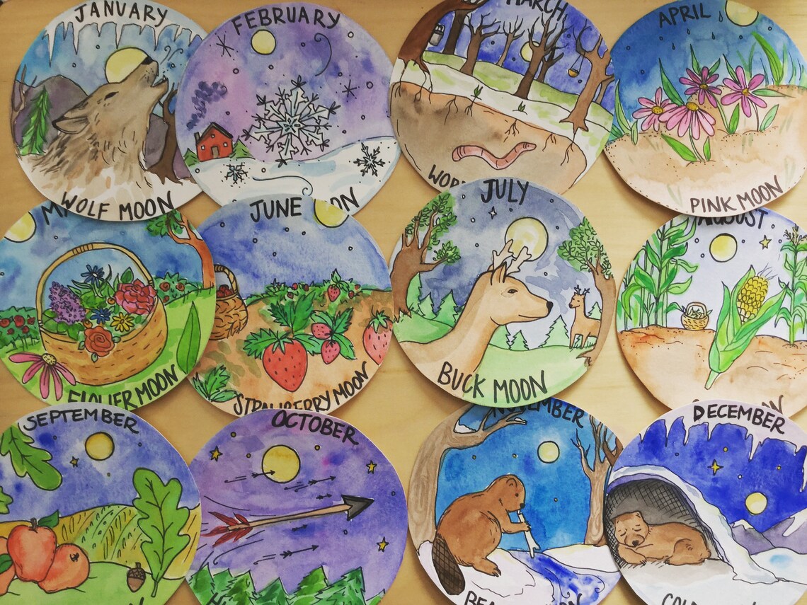 Full Moon and Phases Set - Etsy