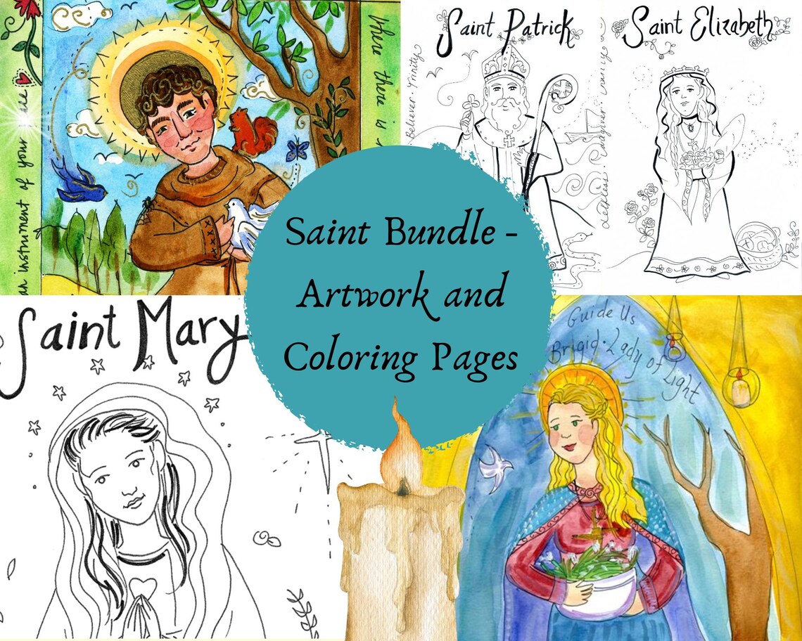 Saints Collection- Set of 13 Saint Coloring Pages - Etsy