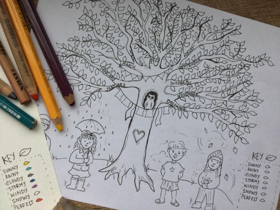 Coloring Weather Tree Tracker Paper, Party & Kids etna.com.pe