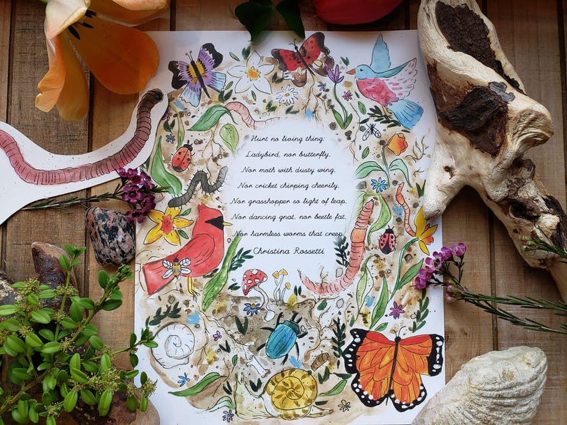 Hurt No Living Thing- Poetry and Art Set - Etsy