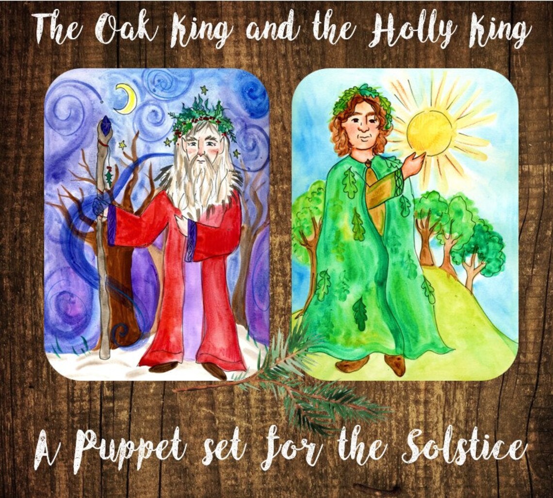 The Holly King and the Oak King Puppet Set - Etsy
