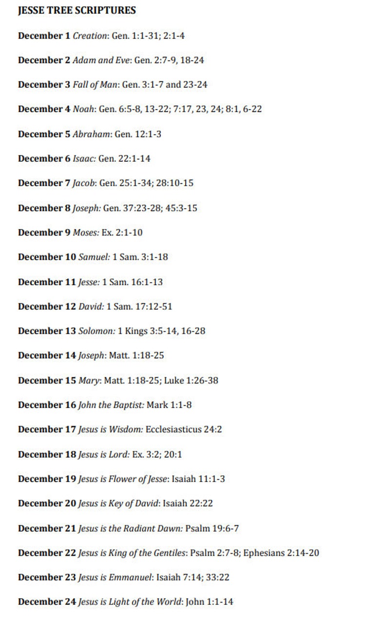 Jesse Tree Advent Calendar Christmas Count Down Calendar - Etsy
