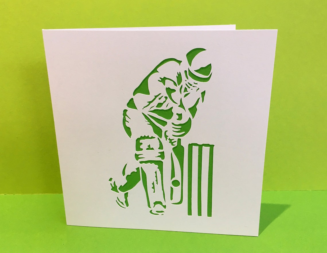 Cricket Birthday Card paper Cut Cricketer Handmade Greeting - Etsy UK