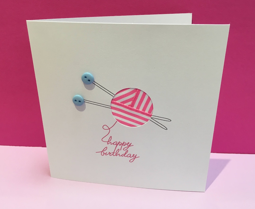 Birthday Knitting Card - Birthday Card for a Knitter - Handmade ...