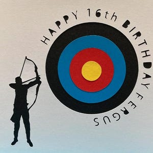 Archery Birthday Card - Personalised - Archer - Bow and Arrow - Paper ...