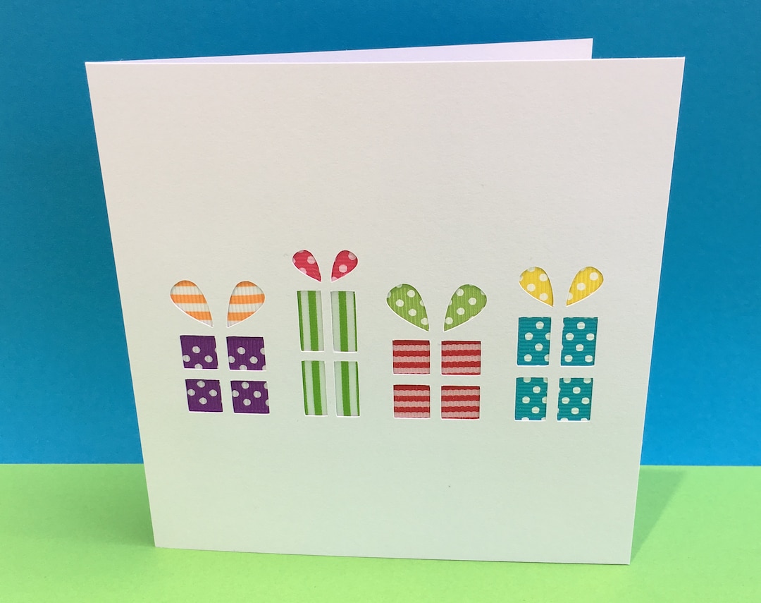 Birthday Presents Card - Birthday Gift Card - Paper Cut Card With ...