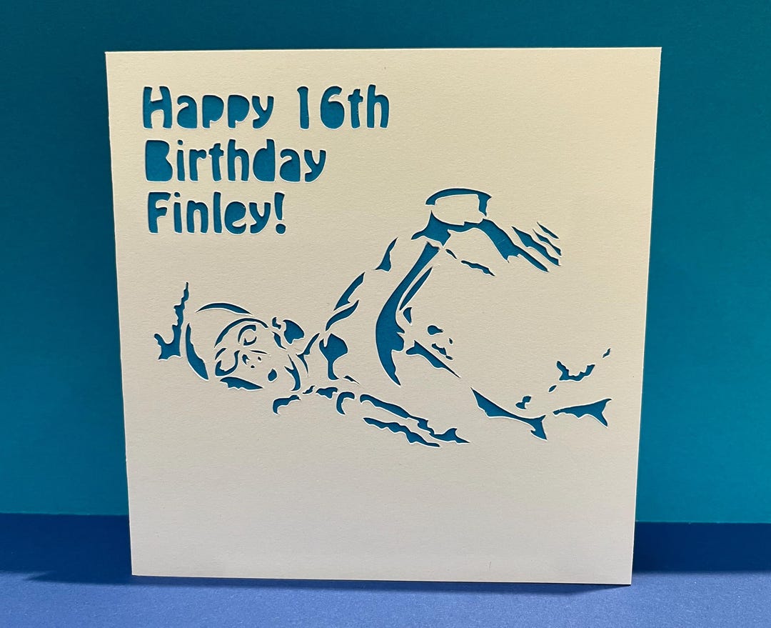Swimming Card - Birthday Card - Paper Cut Card - Personalised ...