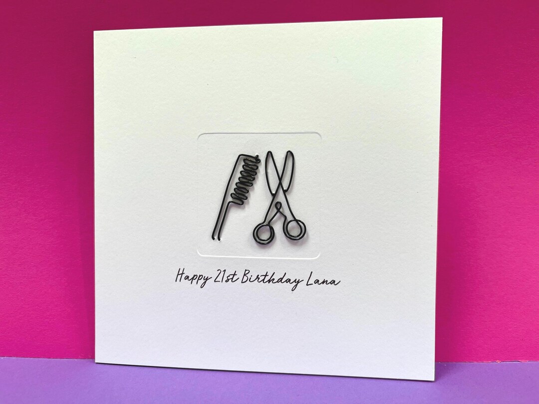 Personalised Birthday Card for a Hairdresser or Barber - Cute Wire ...