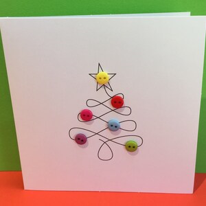 Christmas Card - Christmas Tree With Button Baubles - Paper Handmade ...