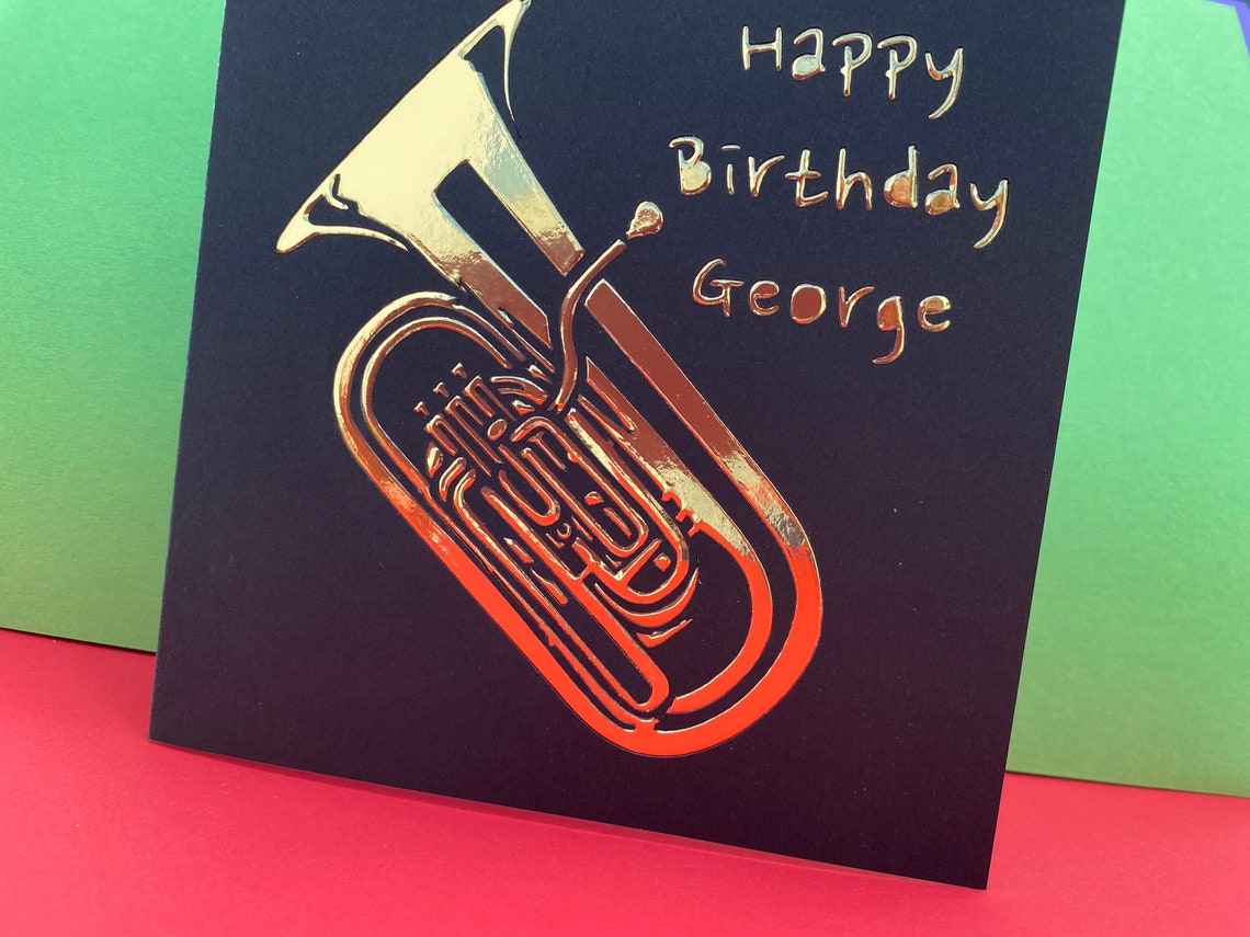 Personalised Tuba Birthday Card - Brass Band, Orchestra, Music, Paper ...