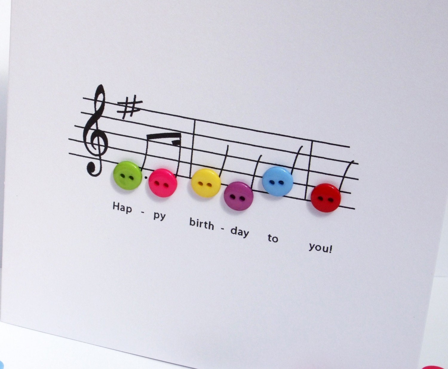 Happy Birthday Music Card - Birthday Card With Button Notes - Paper ...
