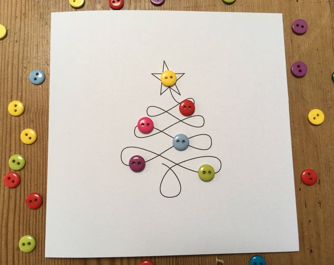 Christmas Card Christmas Tree With Button Baubles Paper Handmade ...