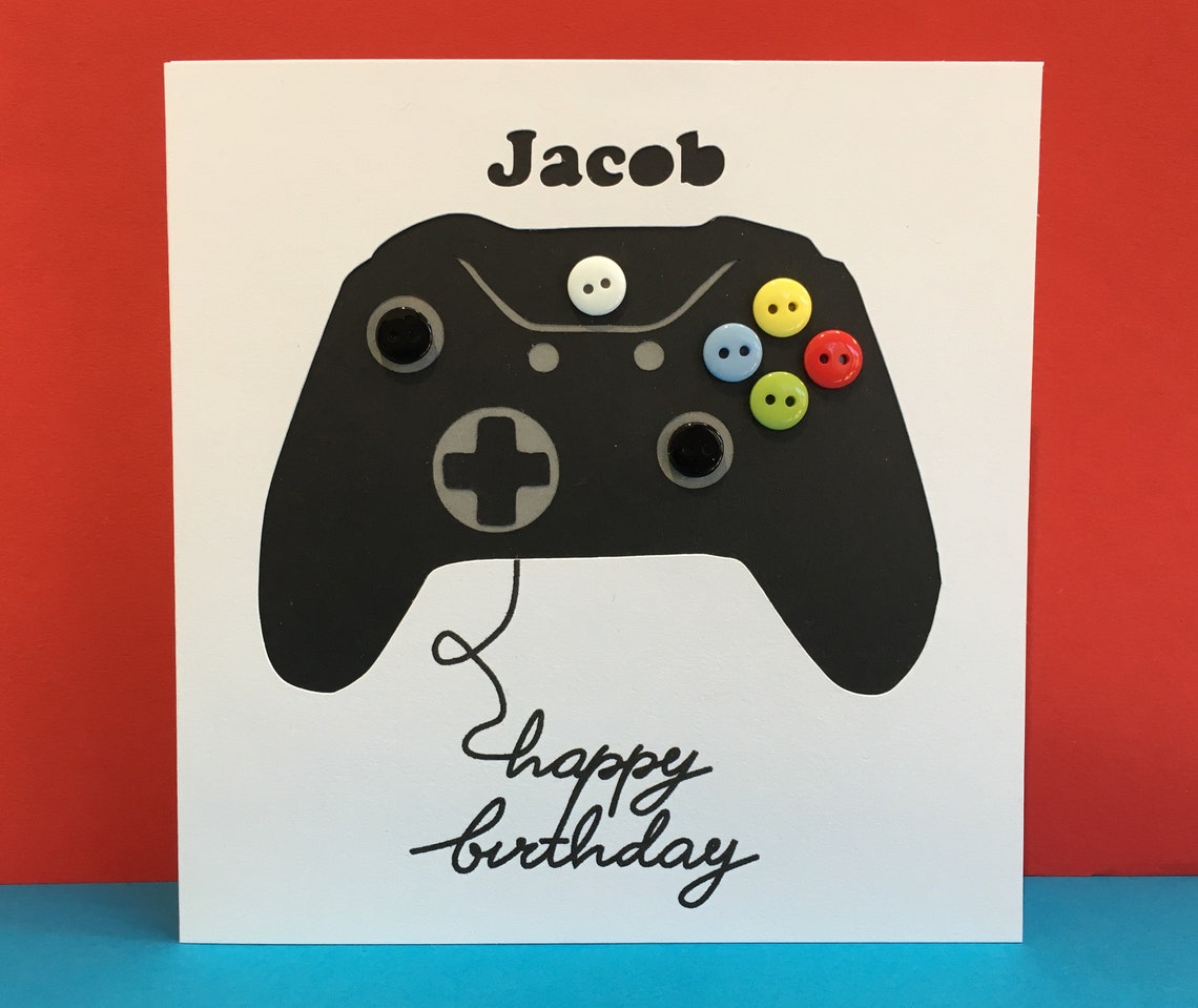 Gaming Birthday Card, Personalised, Gaming Card, Controller Card, Games ...