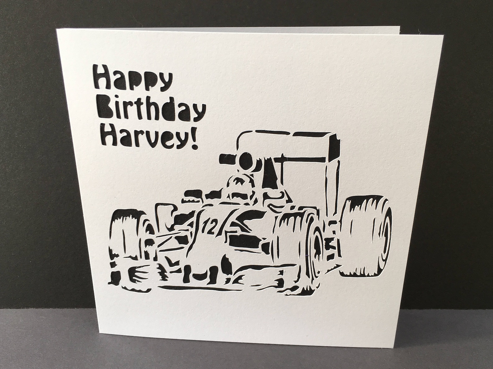 Racing Car Birthday Card Personalised Papercut Card for | Etsy UK