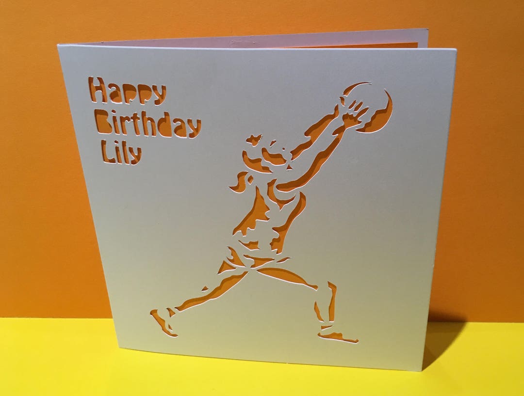 Netball Card - Paper Cut Card - Handmade Greeting Card - Personalised ...