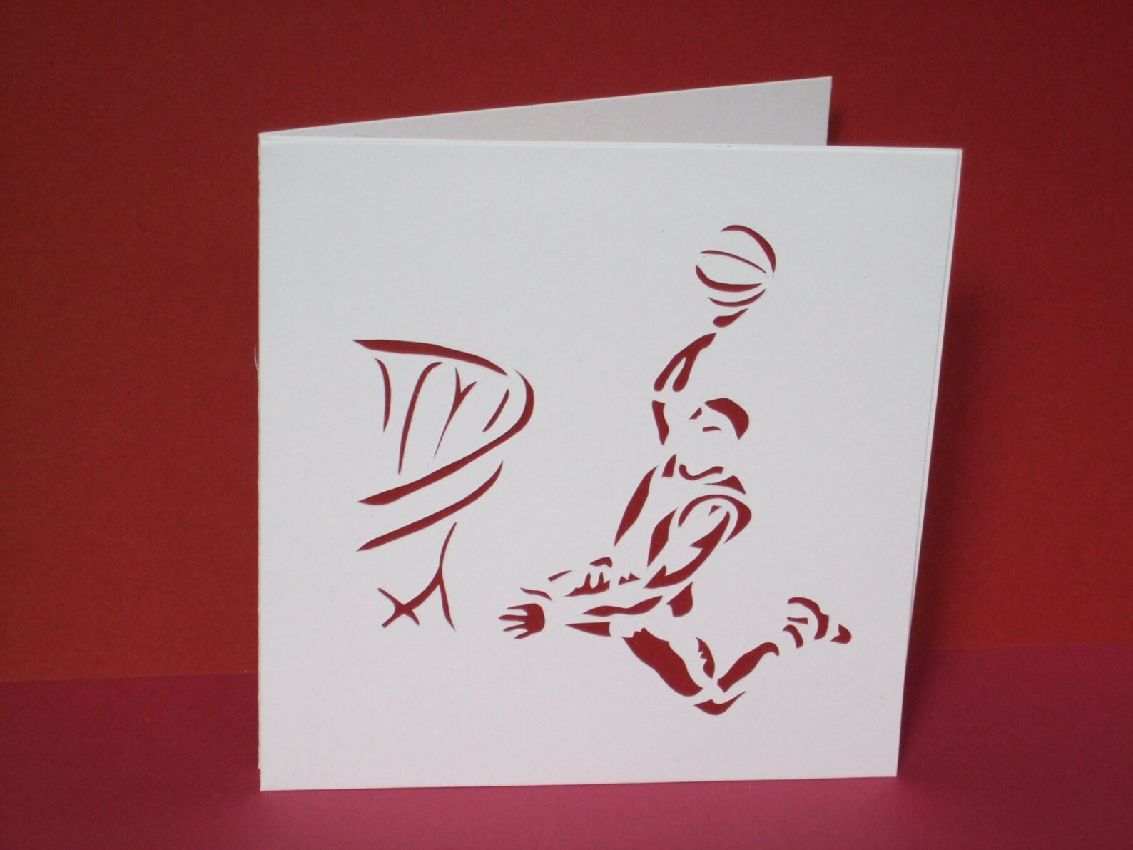 Basketball Card - Paper Cut Card - Handmade Greeting Card - Sport Card ...