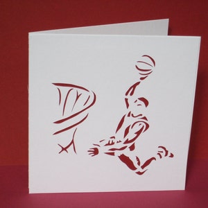 Basketball Card - Paper Cut Card - Handmade Greeting Card - Sport Card ...