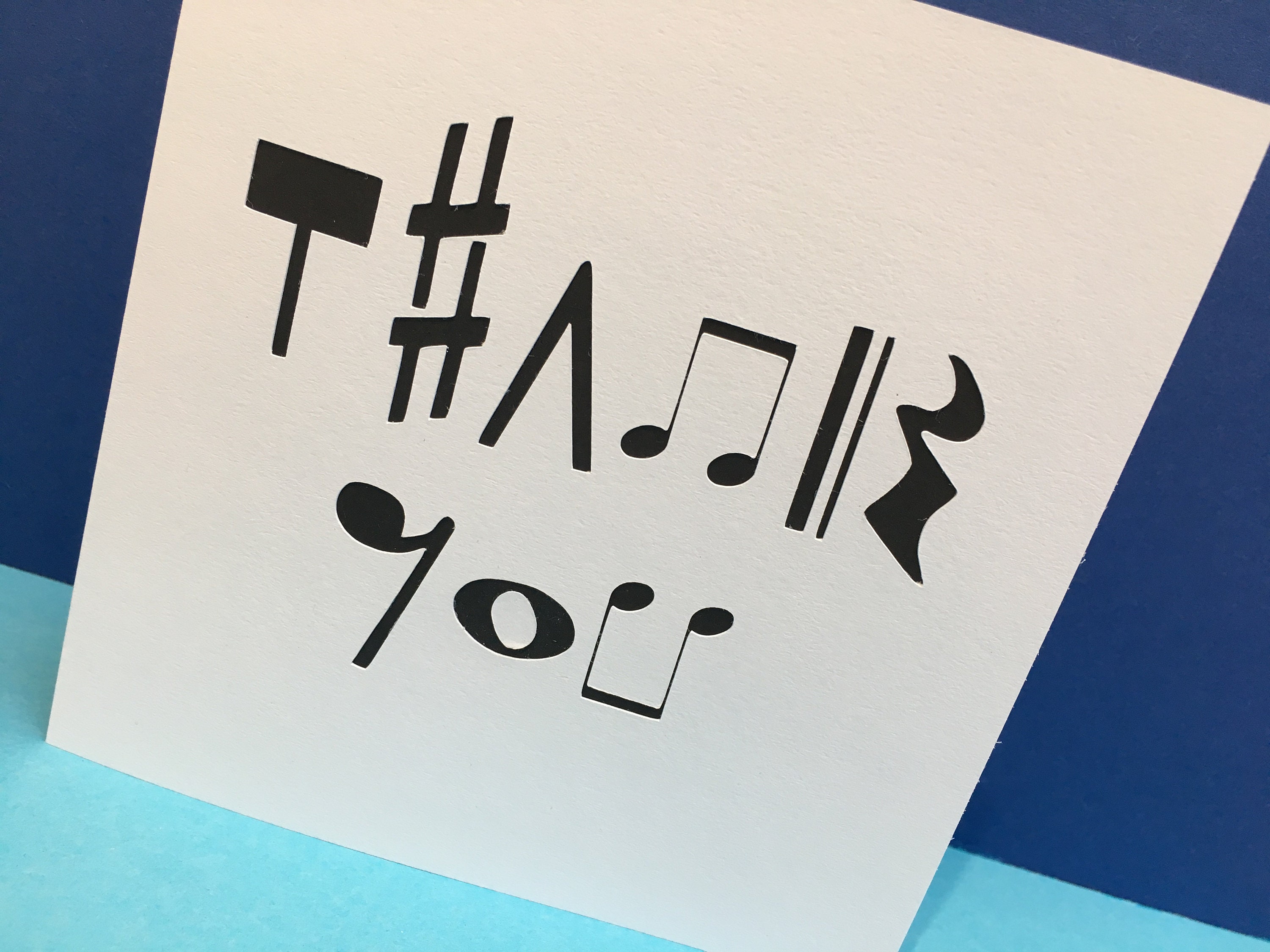 Music Thank You Card - Paper Cut Card - Musical Notes - for Music ...