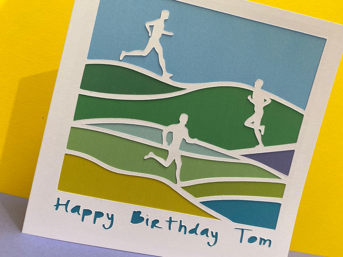 Running Birthday Card - Father's Day Card - Personalised - Card for a ...