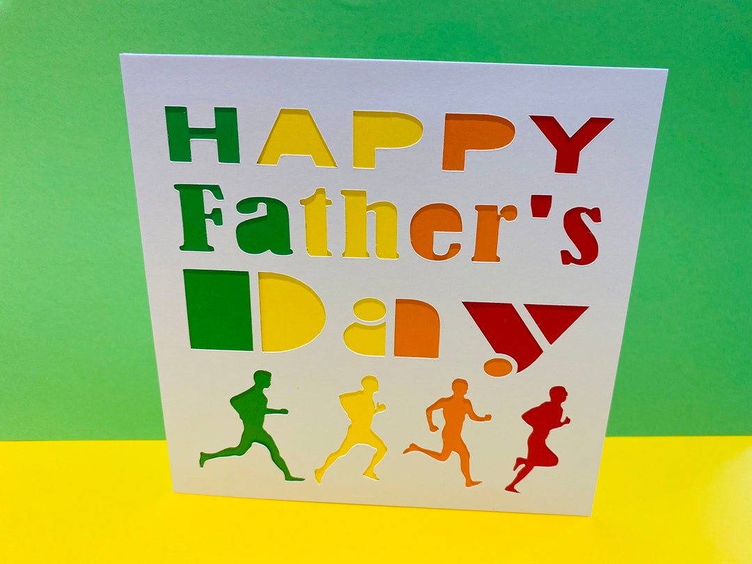 Running Father's Day Card - Card for a Runner - Paper Cut - for a Man ...