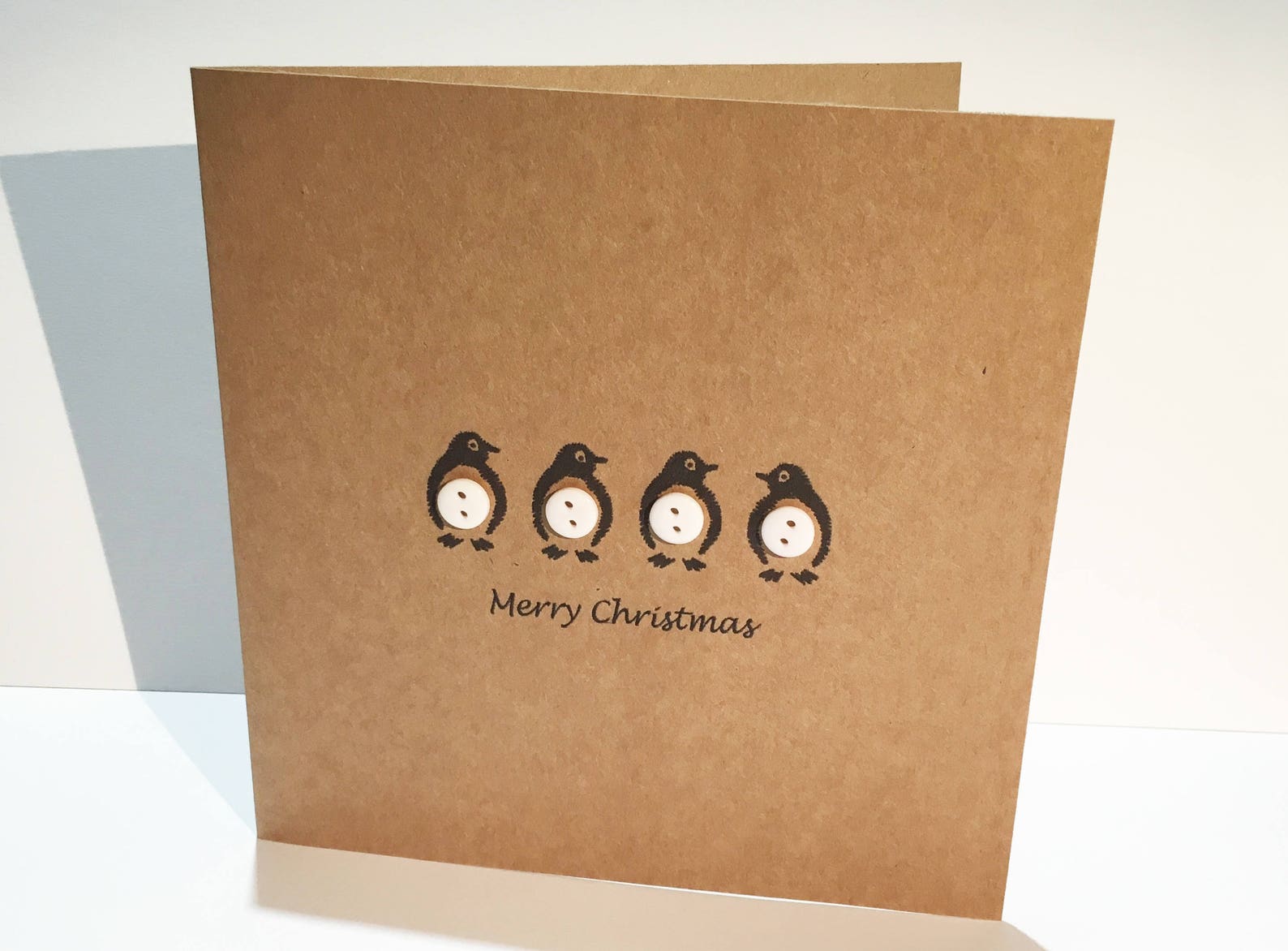 Penguin Christmas Card Penguin Card Buttons Cute - Etsy