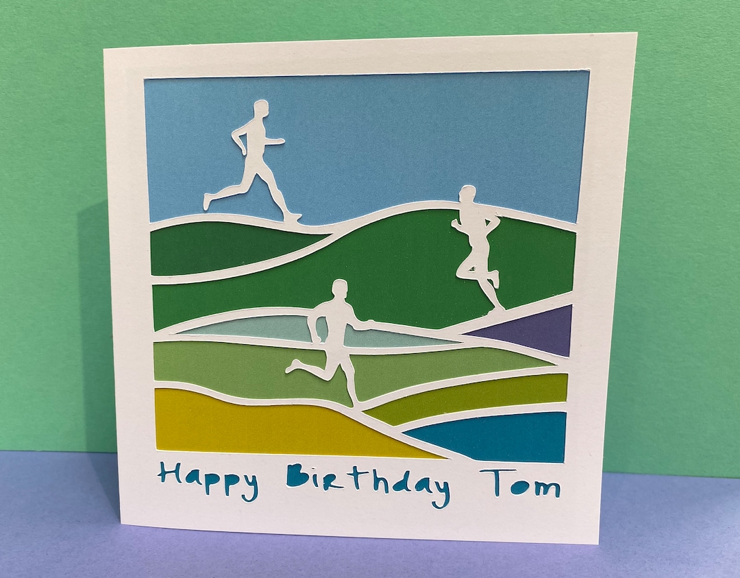 Running Birthday Card - Father's Day Card - Personalised - Card for a ...