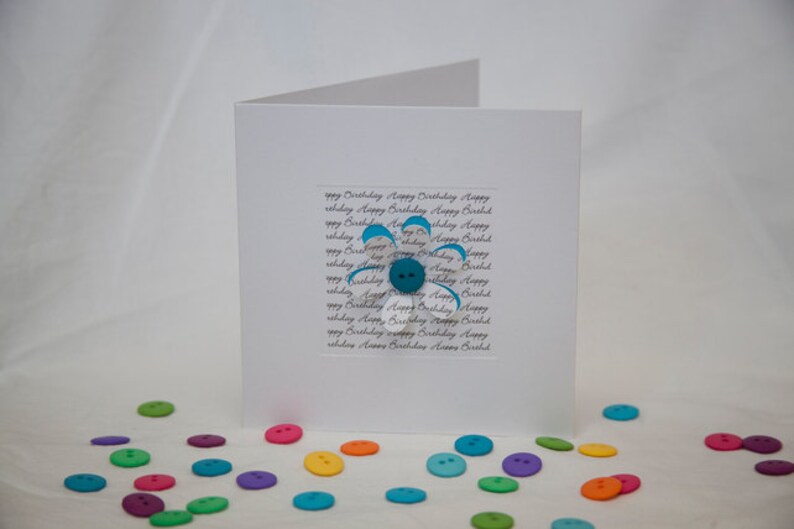 Easter Card - Button Flower - Paper Cut Flower - Handmade Greeting Card ...