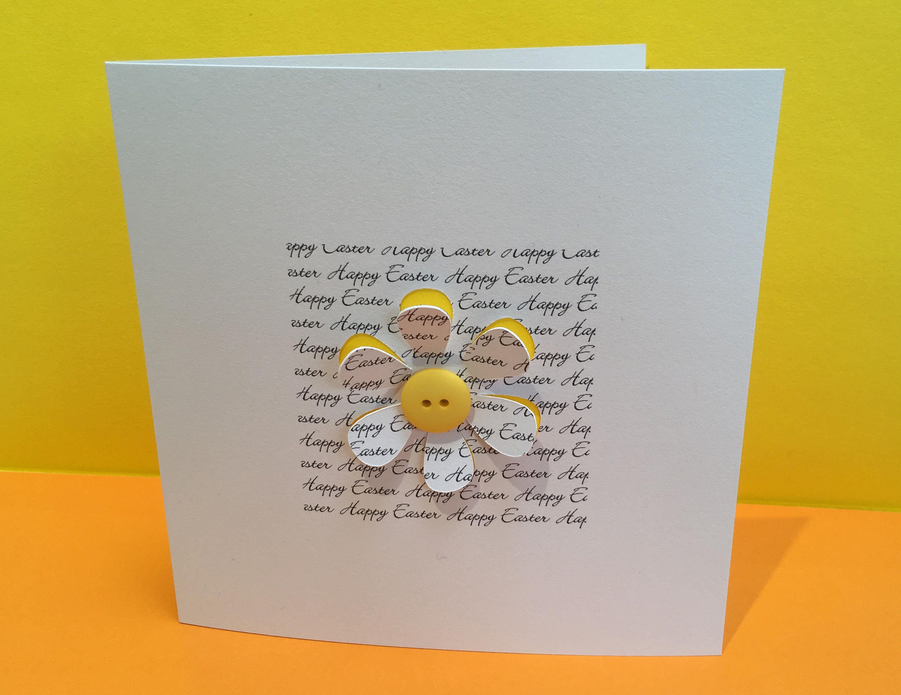 Easter Card - Button Flower - Paper Cut Flower - Handmade Greeting Card ...