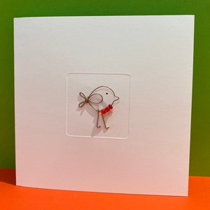 Robin Christmas Card Wire Robin Cute Beads Holiday Card, Robin Card ...