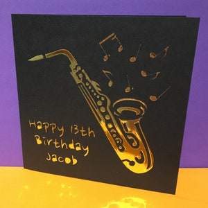 Personalised Saxophone Birthday Card - Sax, Jazz Band, Saxophonist ...