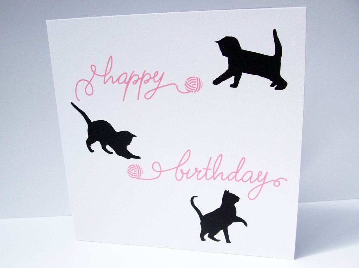 Cat Birthday Card Paper Cut Cats Cute Kittens Card Cat - Etsy UK