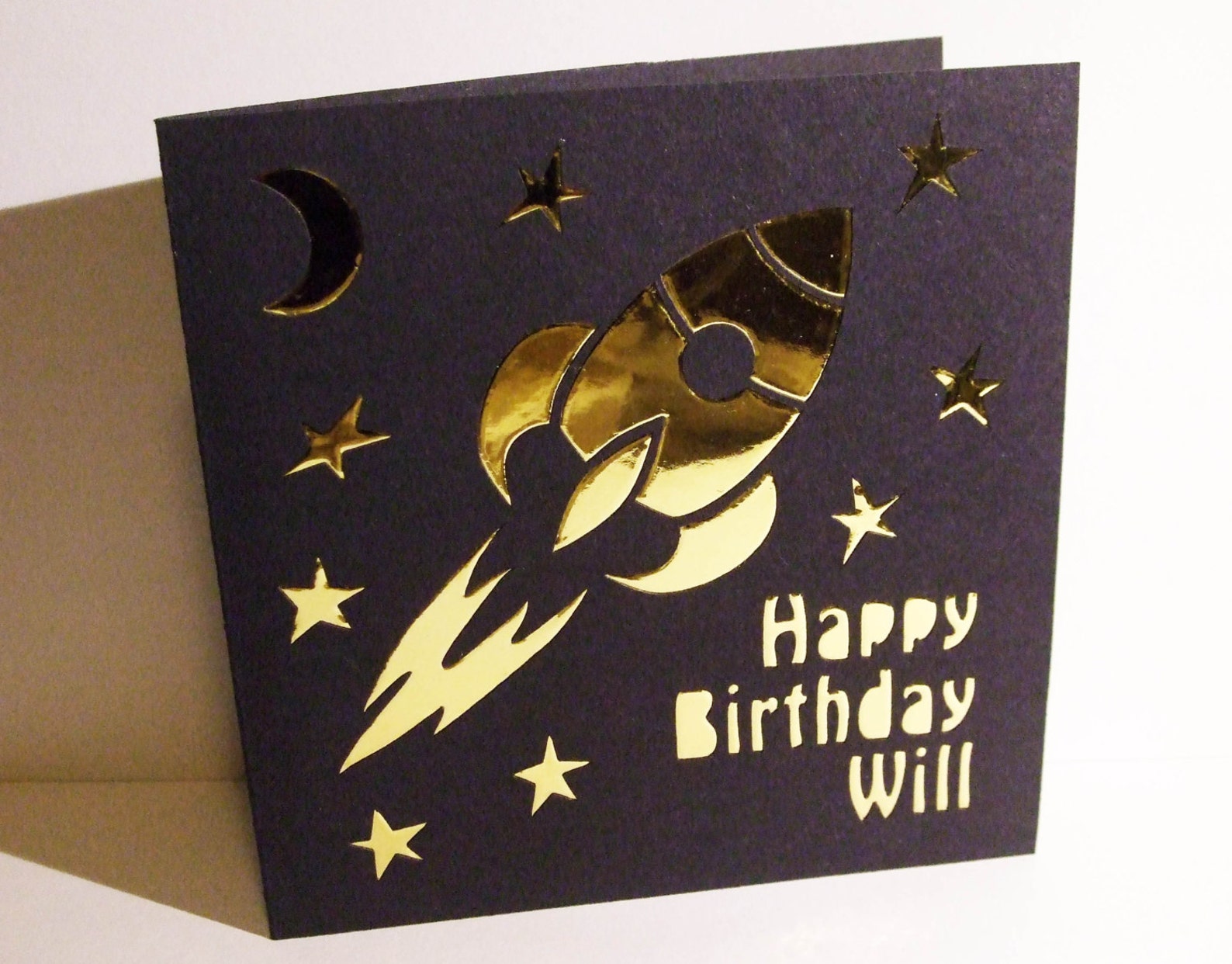 Personalised Space Birthday Card Paper Cut Space Ship for a - Etsy UK