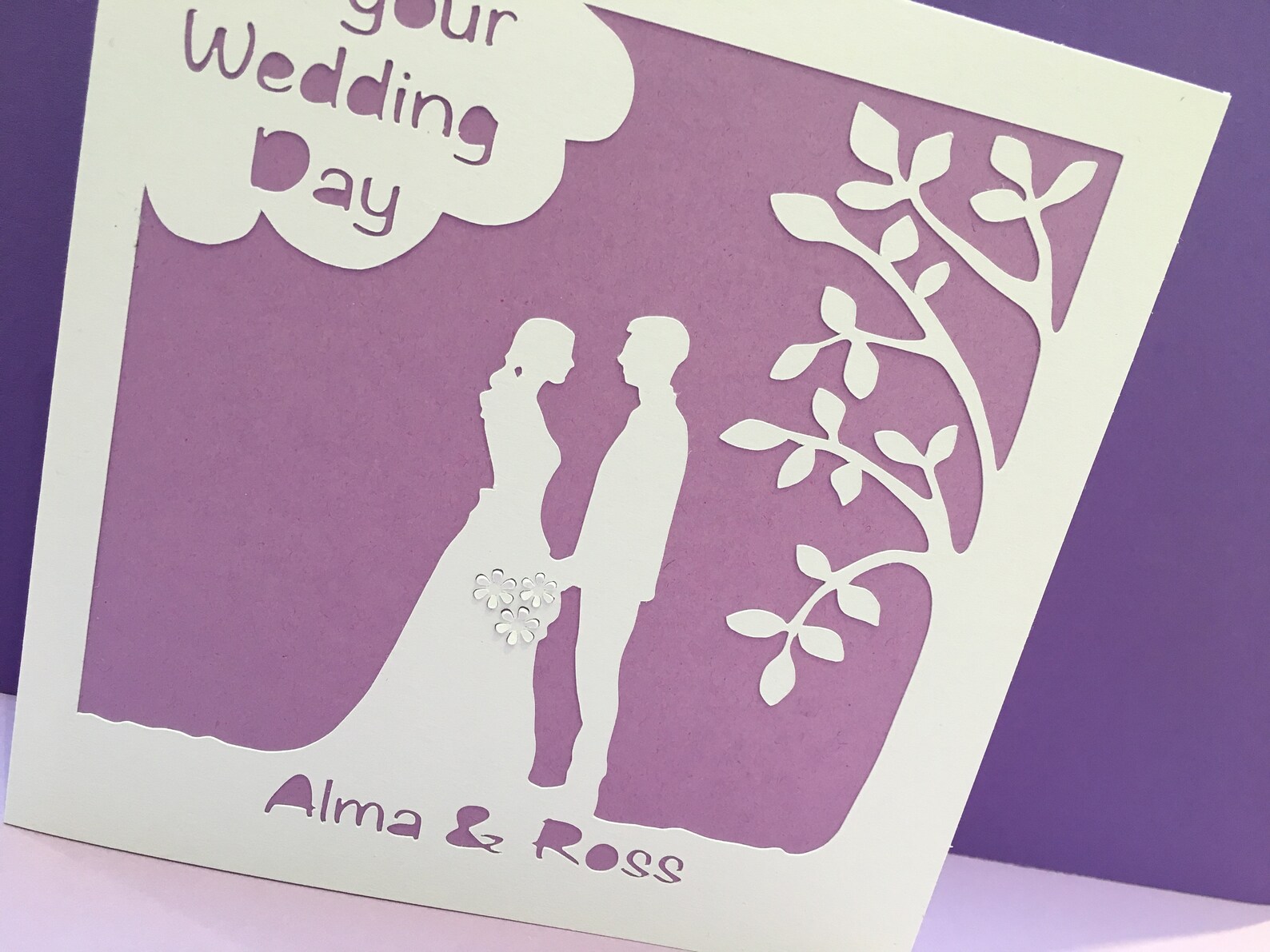 Personalised Wedding Card Paper Cut Bride and Groom - Etsy UK