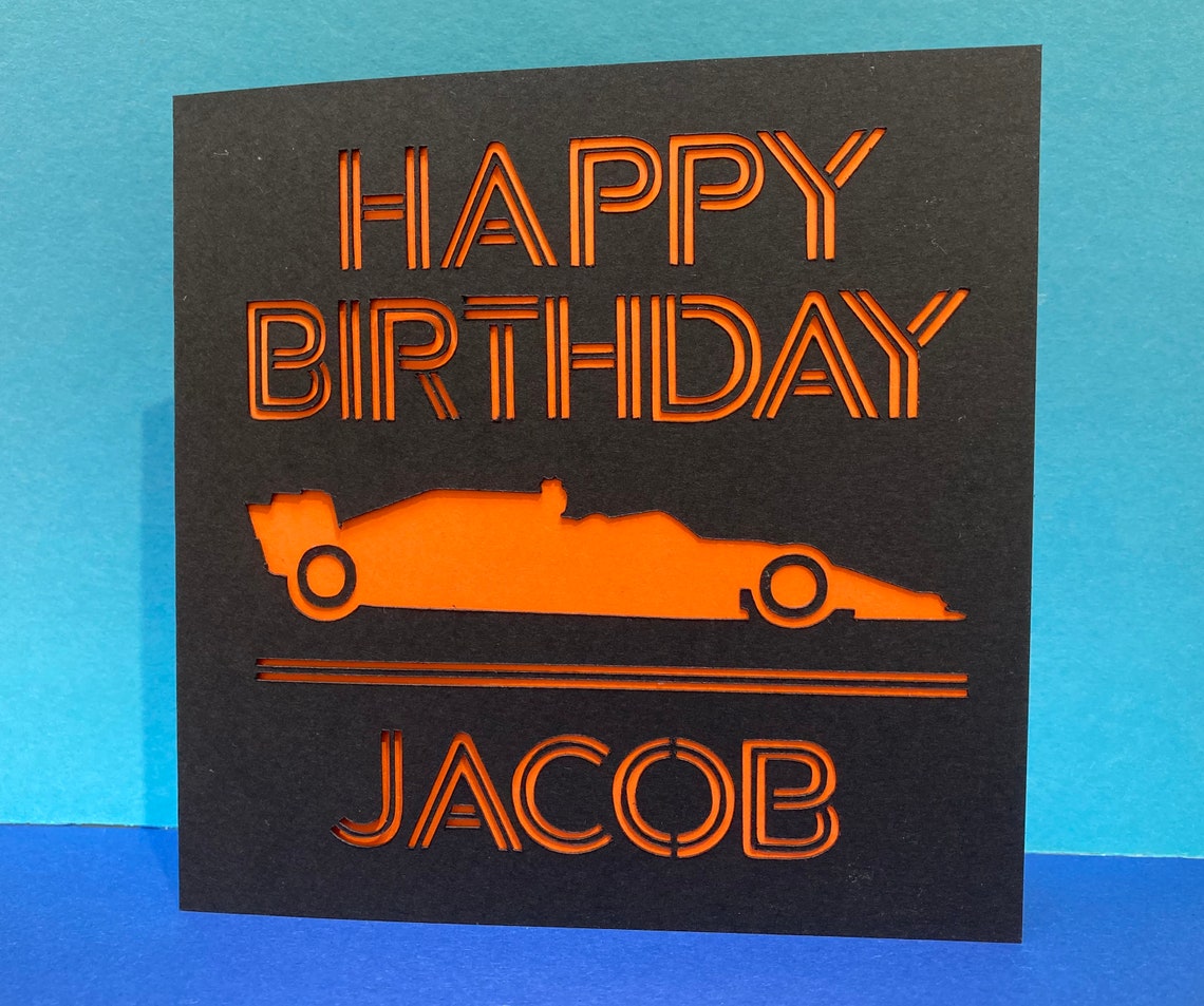 Racing Car Birthday Card F1 Personalised Papercut Card | Etsy