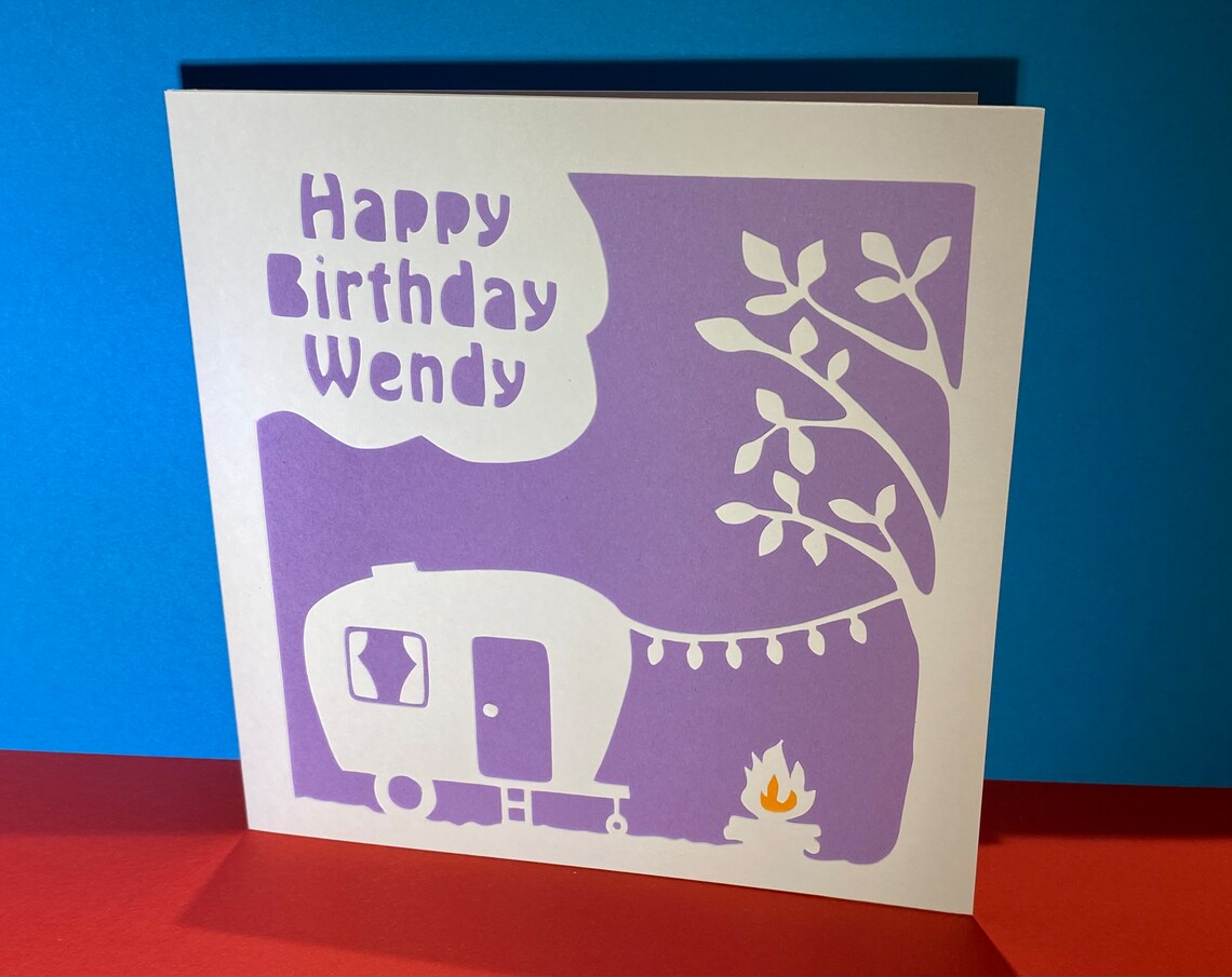 Caravan Birthday Card - Personalised - Paper Cut - Campervan, Camping ...