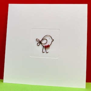 Robin Christmas Card - Wire Robin - Cute - Beads - Holiday Card, Robin ...