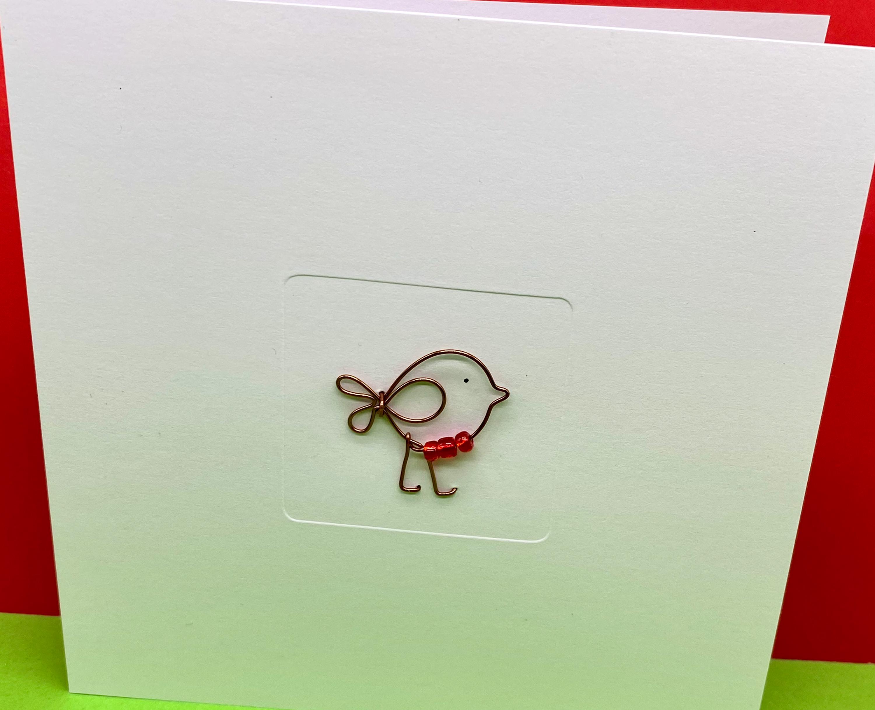 Robin Christmas Card - Wire Robin - Cute - Beads - Holiday Card, Robin ...