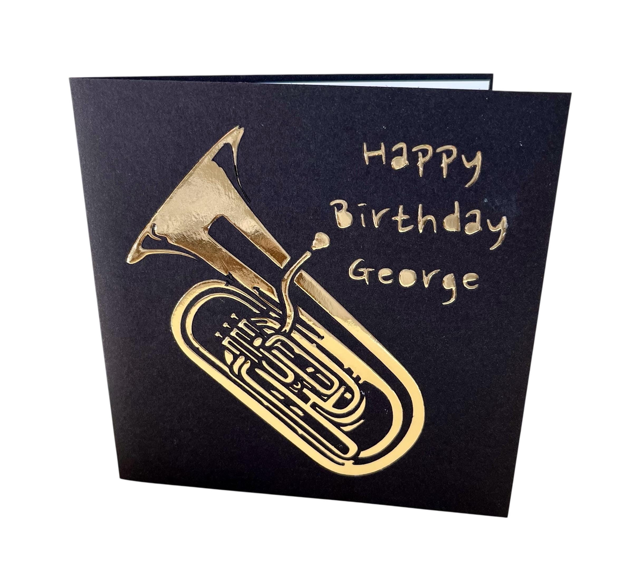 Personalised Tuba Birthday Card - Brass Band, Orchestra, Music, Paper ...