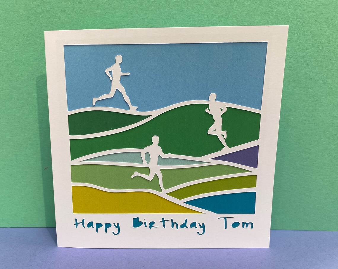 Running Birthday Card - Father's Day Card - Personalised - Card for a ...