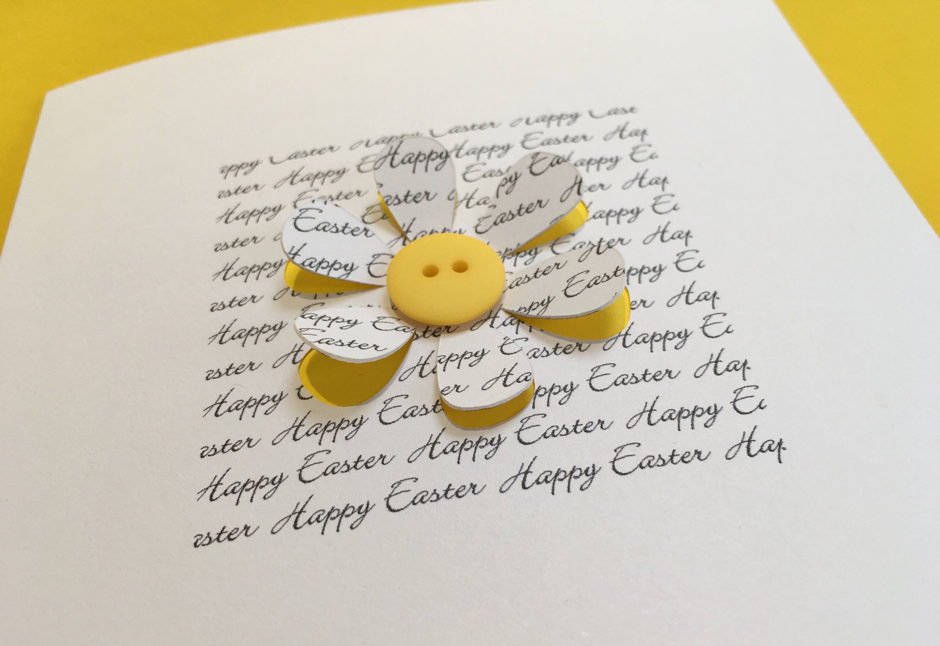Easter Card - Button Flower - Paper Cut Flower - Handmade Greeting Card ...