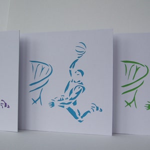 Basketball Card - Paper Cut Card - Handmade Greeting Card - Sport Card ...