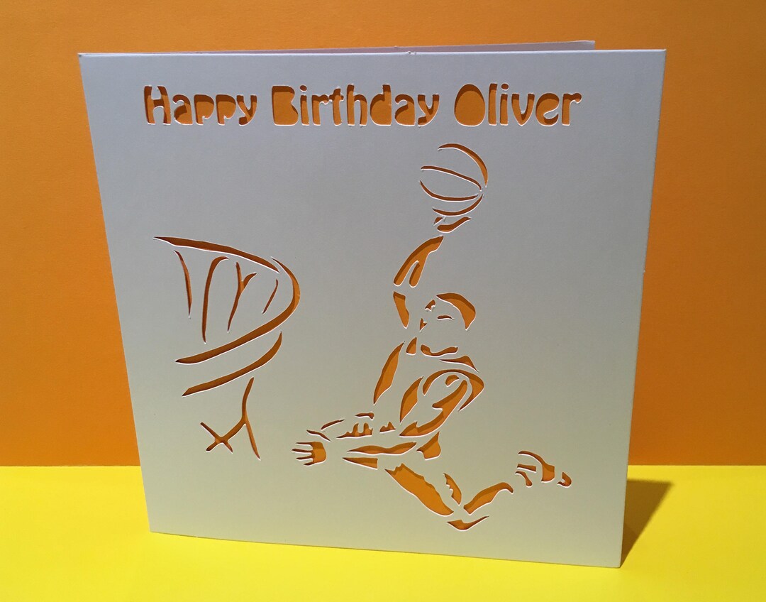 Basketball Card - Paper Cut Card - Handmade Greeting Card - Sport Card ...