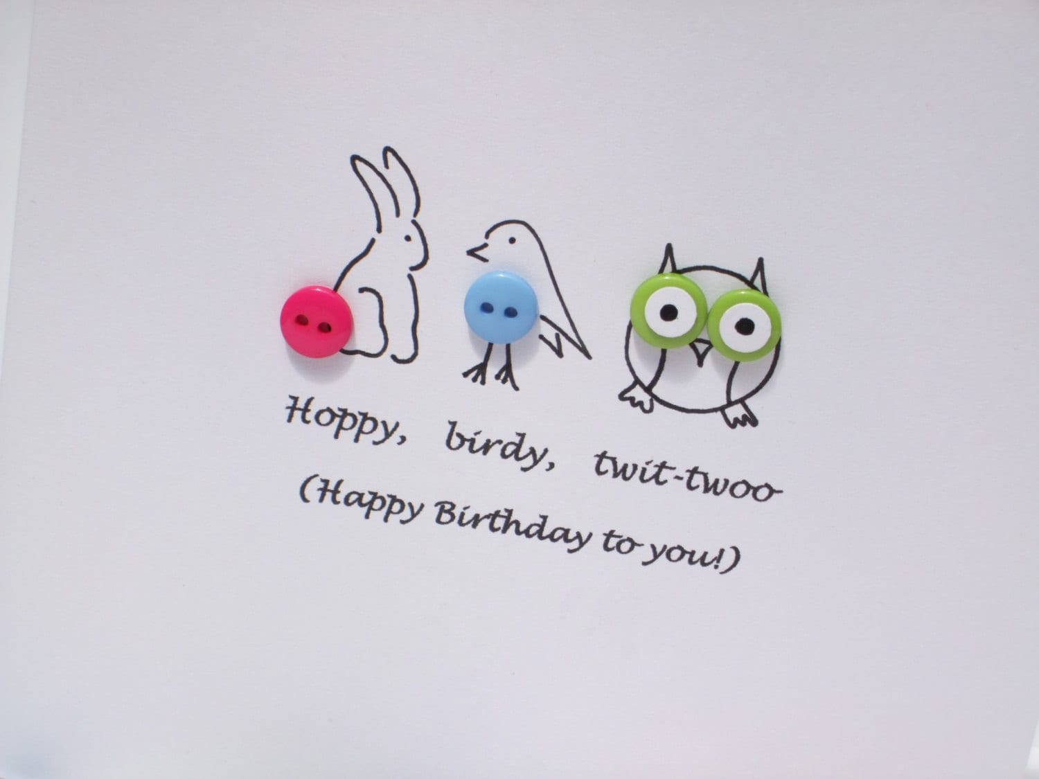 Hoppy Birdy Twit-twoo Birthday Card Bunny Bird and Owl | Etsy